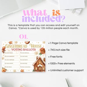 Editable Gingerbread House Voting Ballot, Voting Card, Red Christmas ...