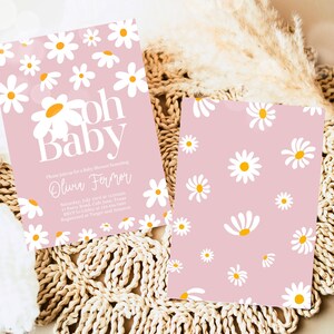 Daisy Baby Shower Invitation: Editable Boho Floral Template (canva) - Etsy