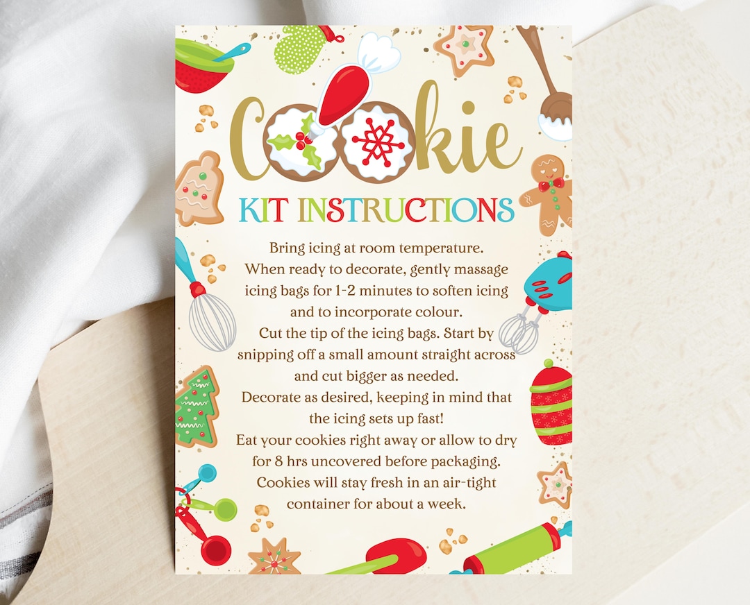 Editable Christmas Cookie Instructions Card Template, Editable Cookie ...
