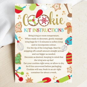 Editable Christmas Cookie Instructions Card Template, Editable Cookie ...