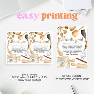 Editable Baking Birthday Thank You Card, Kids Cooking Party Decorations ...