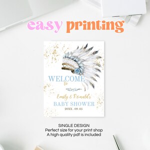 Editable Tribal Native American Indian Baby Shower Welcome Sign, Tribal ...