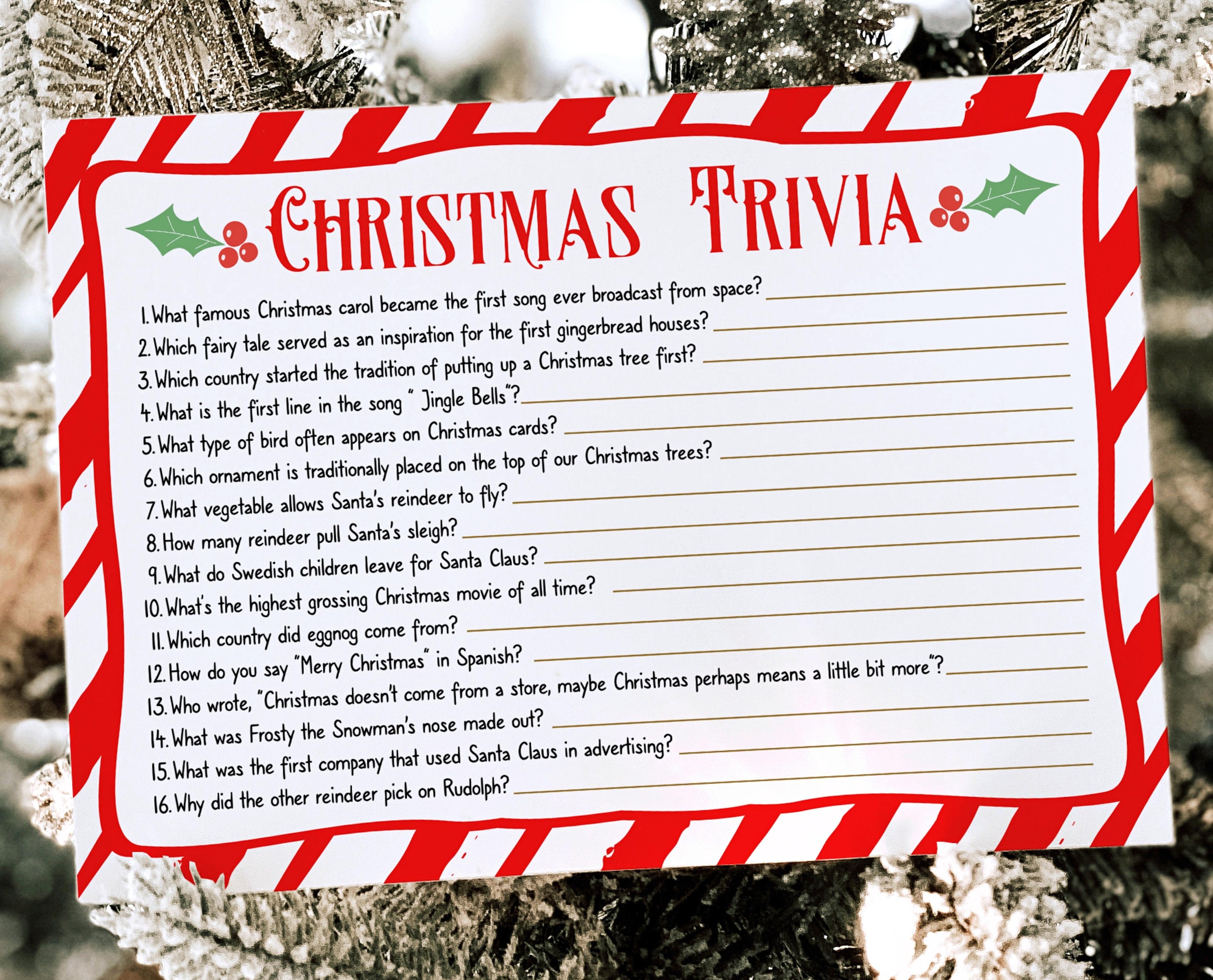 Christmas Trivia Game Christmas Party Games Festive Season - Etsy