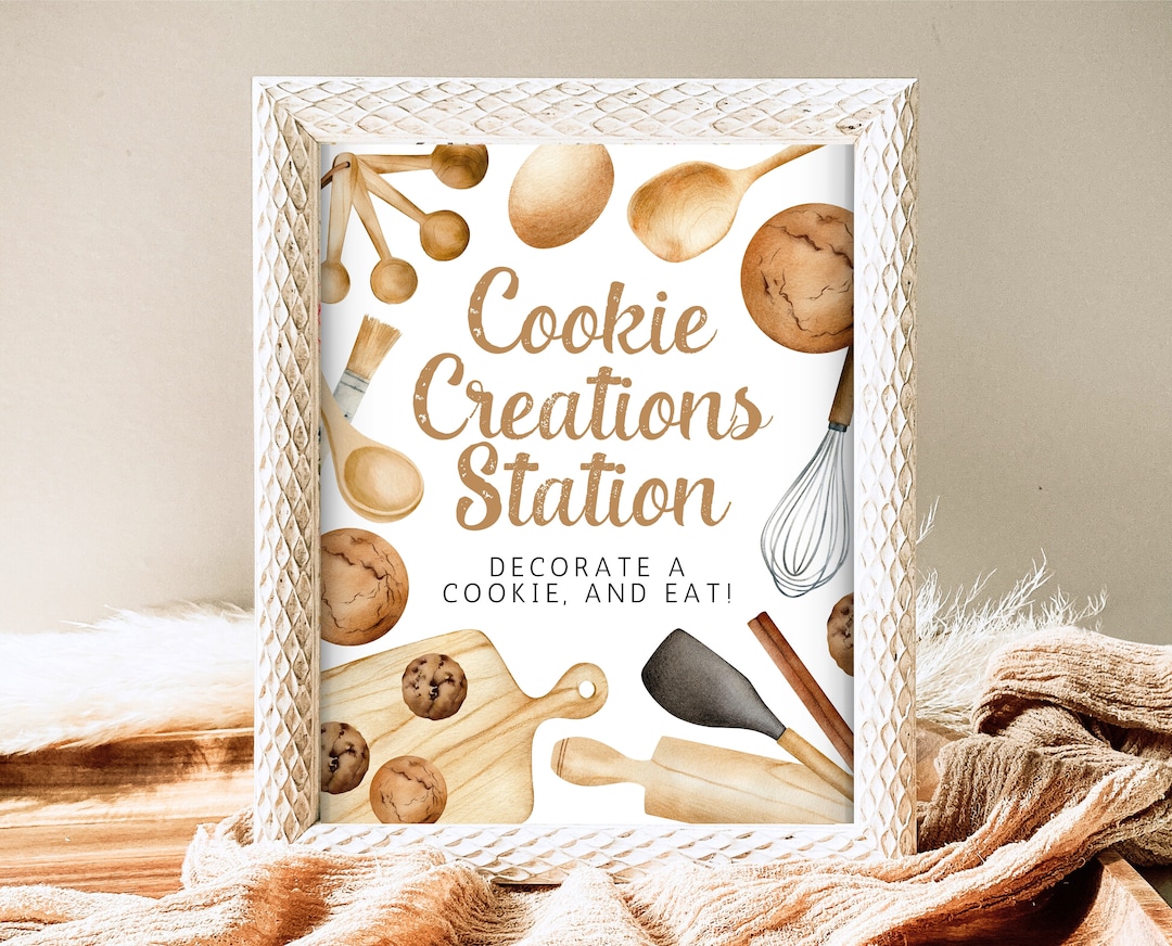 Cookie Decorating Station Birthday Sign, Cookie Station Sign, Chef ...