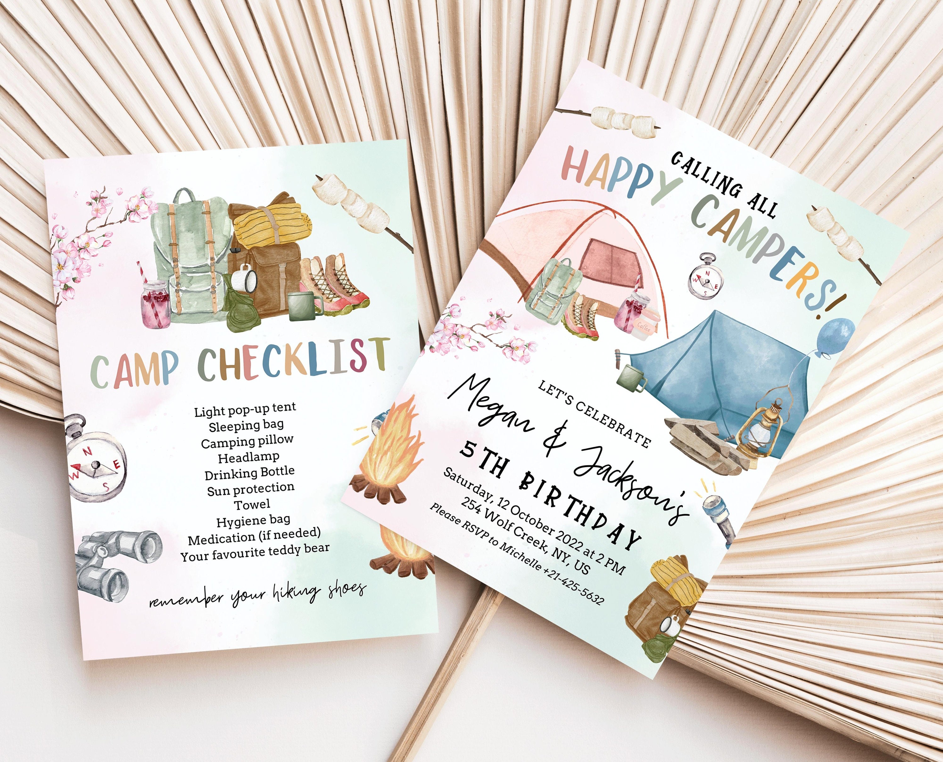 Editable Girl & Boy Camp Party Invitation Camp Out Birthday - Etsy