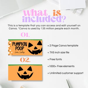 Editable Pumpkin Poop Bag Topper, Halloween Favor Tag, Trick or Treat ...