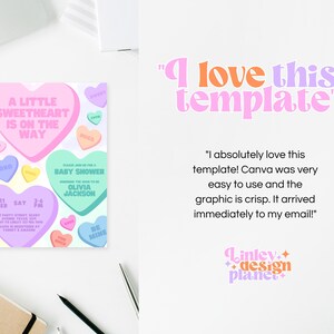 Editable Sweetheart Candy Baby Shower Invitation, Hearts Candy Theme ...