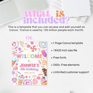 Editable Sweets Candy Welcome Sign Template, Sweet Candy Birthday ...