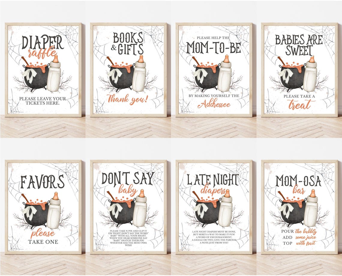 Editable A Baby is Brewing Halloween Baby Shower Sign Bundle Set ...