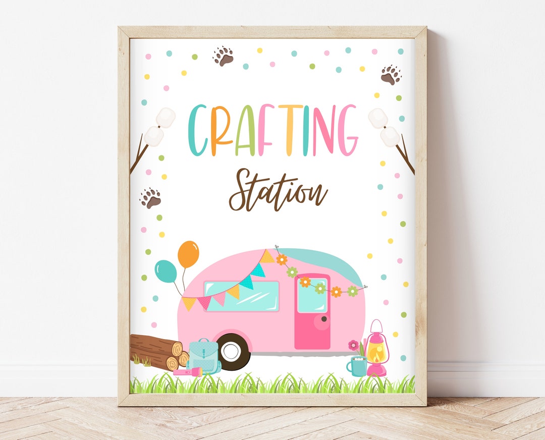 Crafting Station Sign Camping Birthday, Camping Party Crafts Sign ...