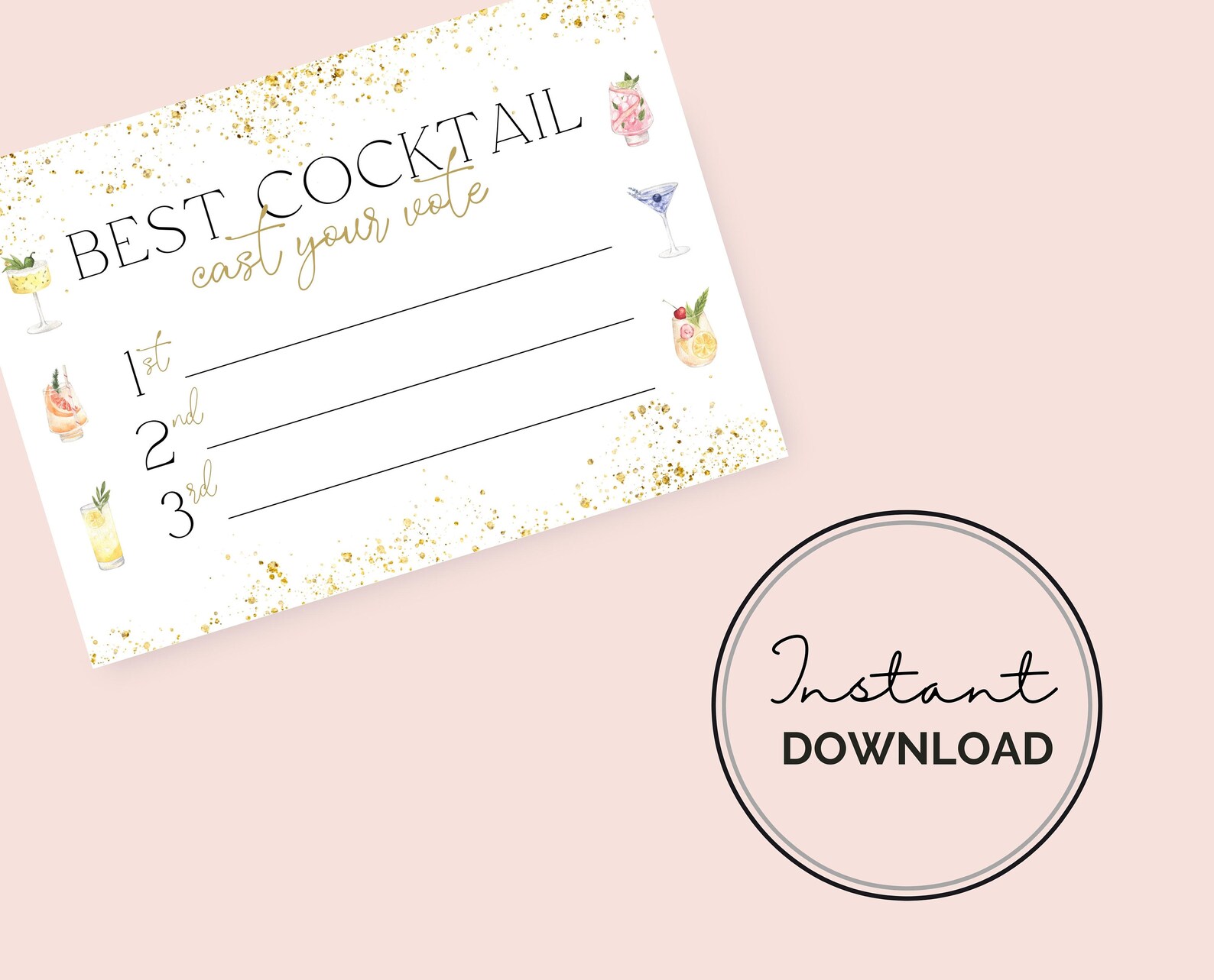 Cocktail Competition Voting Card New Year's Cocktail - Etsy