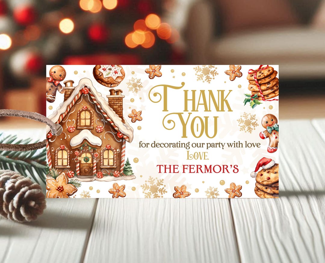Editable Christmas Gingerbread House Party Favor Tag Template ...