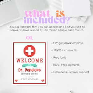 Editable Kids Medical Birthday Welcome Sign Template, Nurse Birthday ...