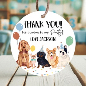 Editable Boy Dog Birthday Favor Tag, Puppy Birthday Favor Tags ...