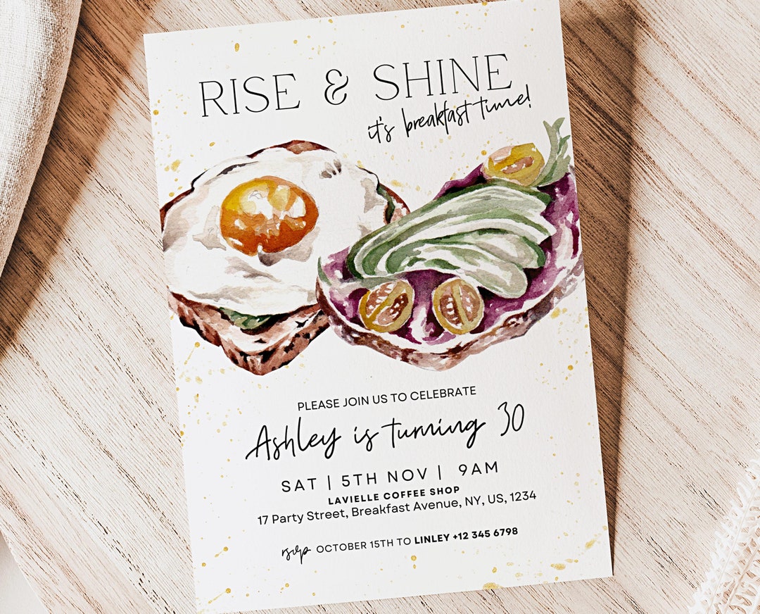 Editable Birthday Breakfast Invitation, Eggs and Toast Birthday Invite ...