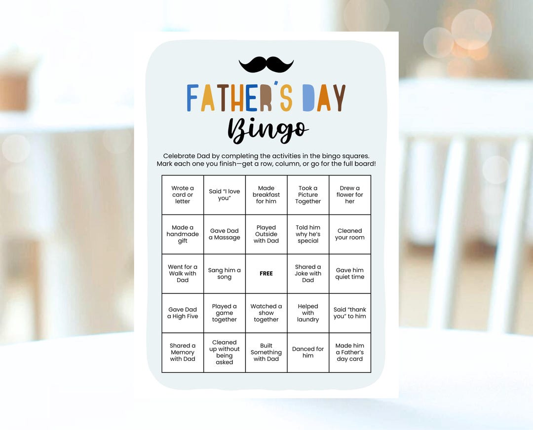 Editable Father's Day Bingo Game: Printable Family Activity (5x7 ...