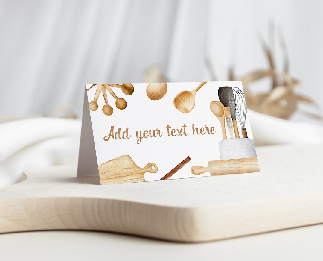 Editable Baking Food Label Tent Cards, Kids Cooking Party Food Labels ...