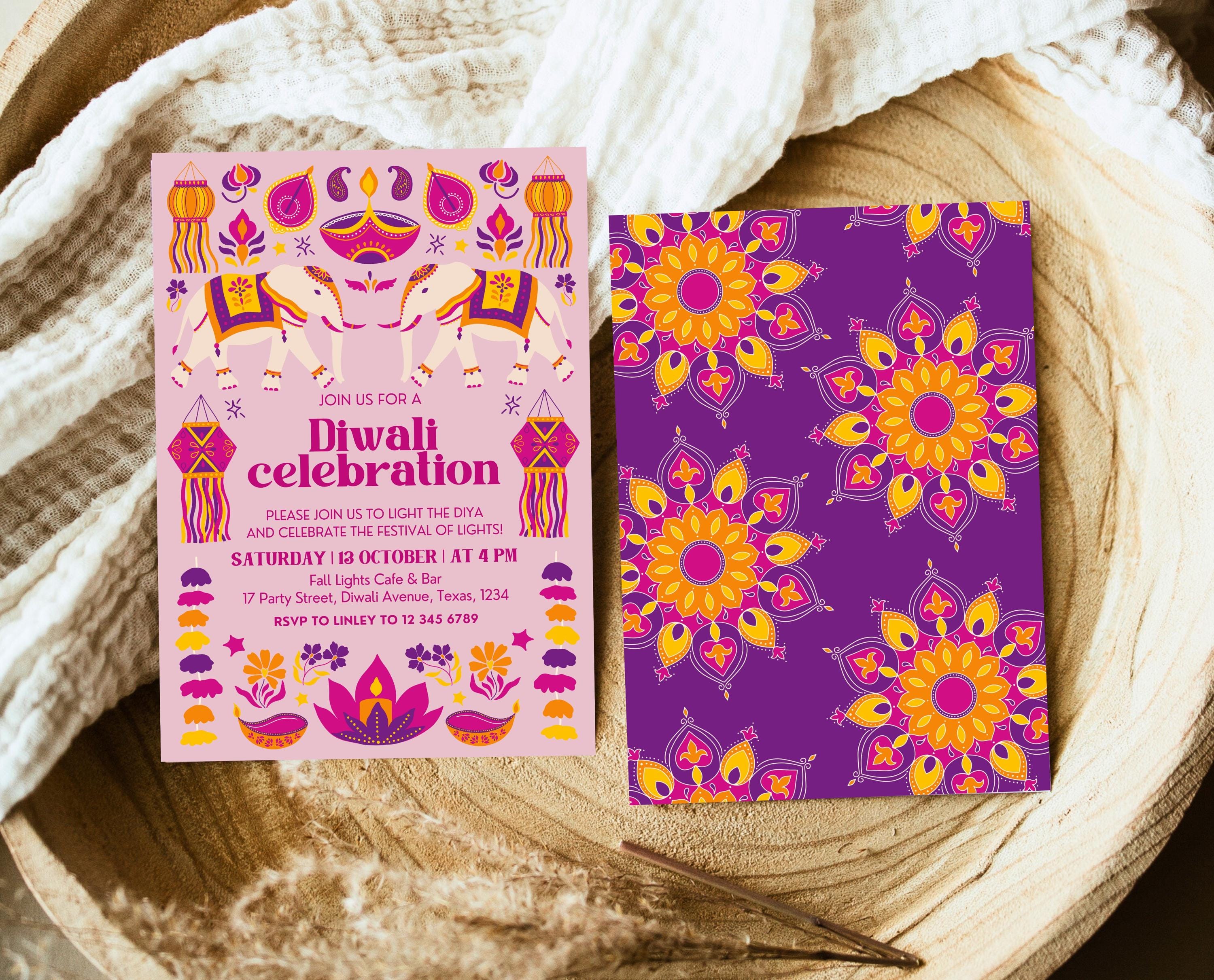 Editable Diwali Celebration Invitation, Diwali Party Invitation, Hindu ...