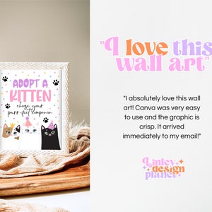 Editable Adopt A Kitten Birthday Sign, Cat Birthday Table Sign, Party ...
