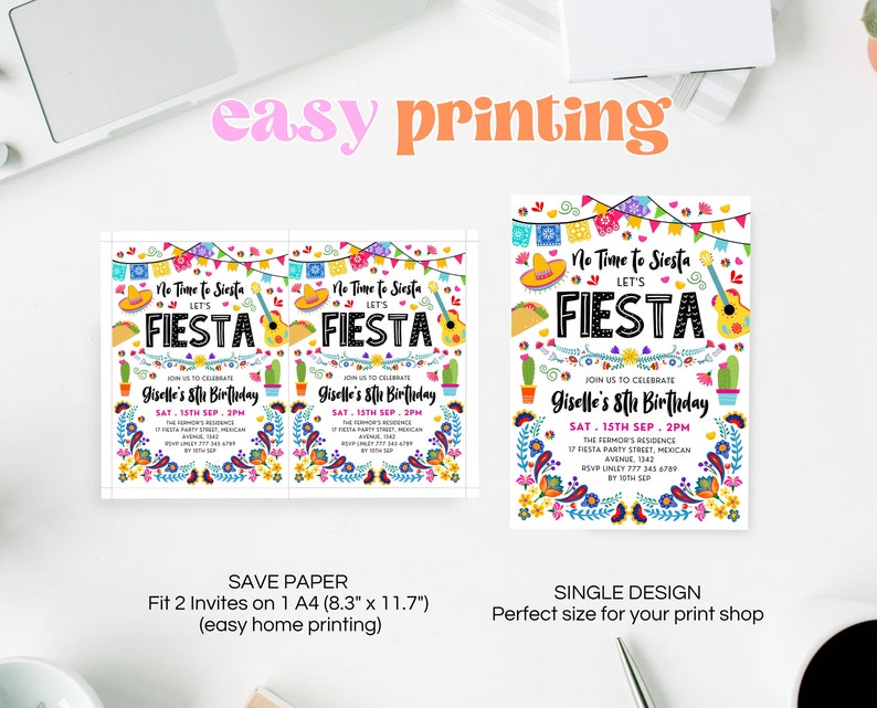 Editable Fiesta Birthday Invitation, Mexican Theme Party Invite ...