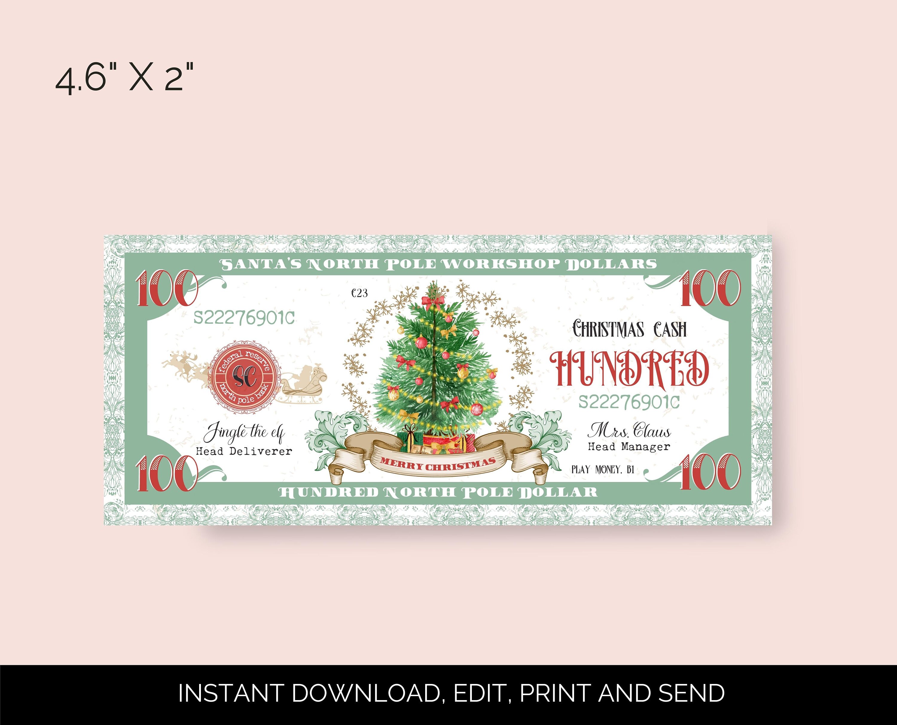 Printable Christmas Money North Pole Dollar Bill Kid's - Etsy