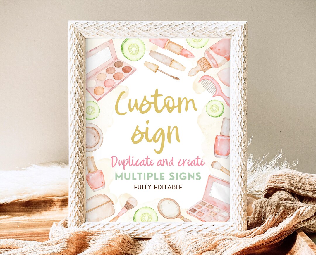 Editable Spa Birthday Custom Sign, Spa Party Decor, Pamper Birthday ...