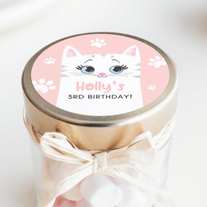 Editable Kitten Birthday Cupcake Toppers Kitty Cat Birthday Favor Tags ...