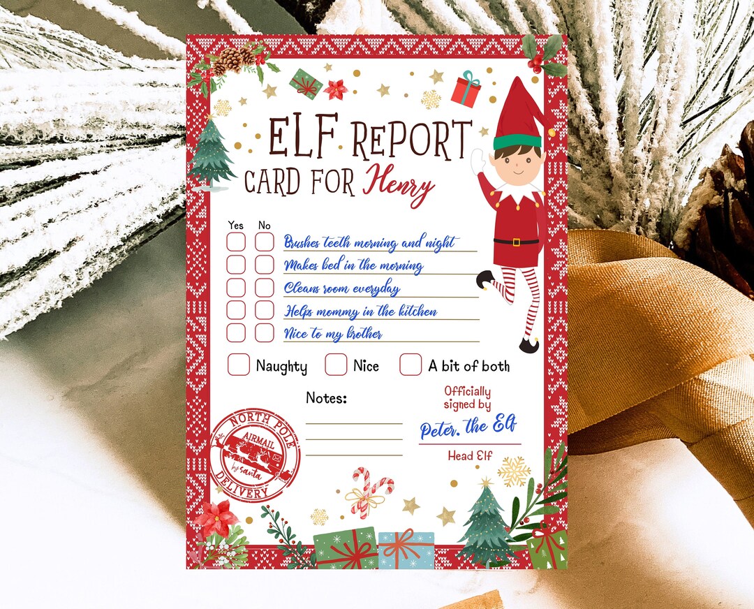 Editable Elf Report Card Template, Report Card to Santa, Elf Activity ...