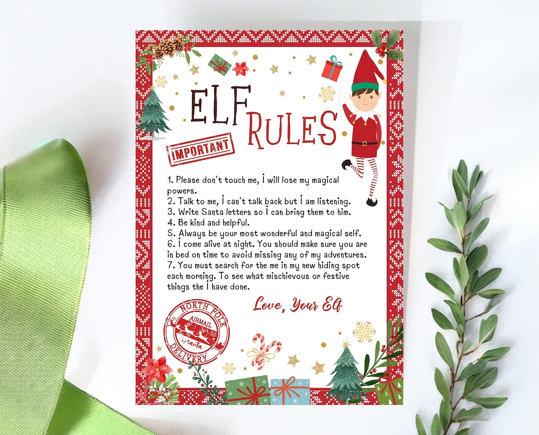 Editable Christmas Elf Magic Rules for Kids Template, Do Not Touch Me ...