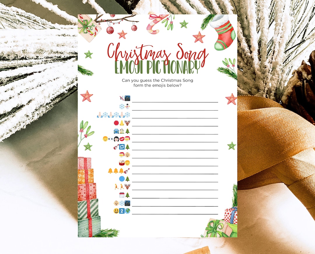Christmas Songs Emoji Pictionary Game Template Printable - Etsy