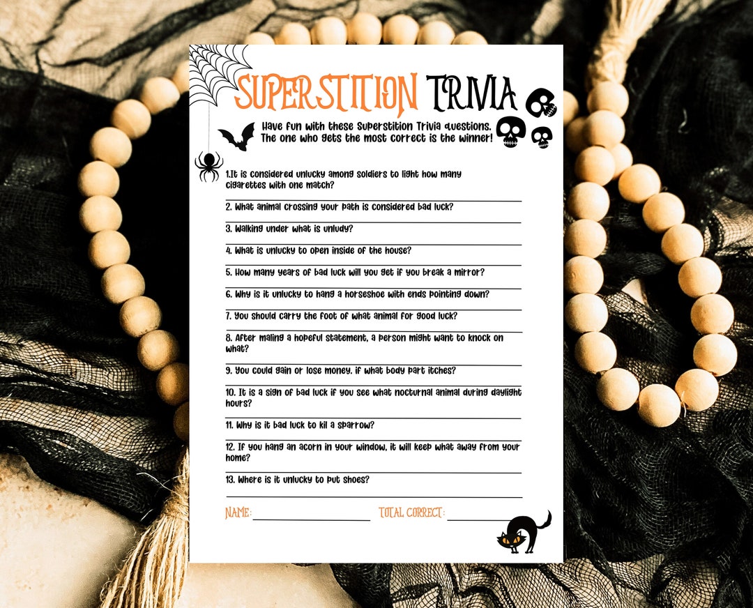 Halloween Superstition Trivia Game Template, Halloween Trivia ...