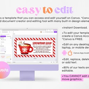 Editable Snowman Soup Bag Label, Snowman Soup Favors, Christmas Crafts ...