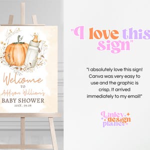 Editable Fall Baby Shower Welcome Sign, Fall Pumpkin Baby Shower Sign ...