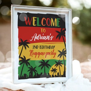 Editable Reggae Birthday Welcome Sign Reggae 1st Birthday - Etsy