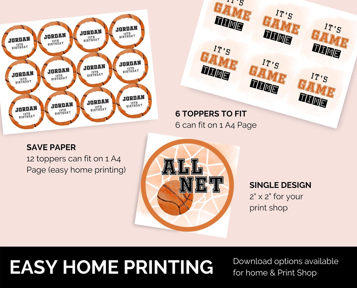 Editable Basketball Birthday Cupcake Toppers Basketball - Etsy