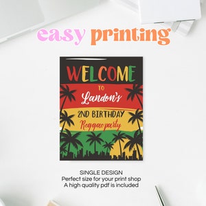 Editable Reggae Birthday Welcome Sign, Reggae 1st Birthday Party Invite ...