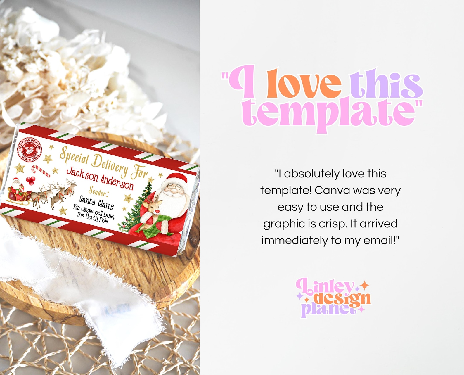 Editable Christmas Candy Bar Wrapper Template, Christmas Chocolate ...