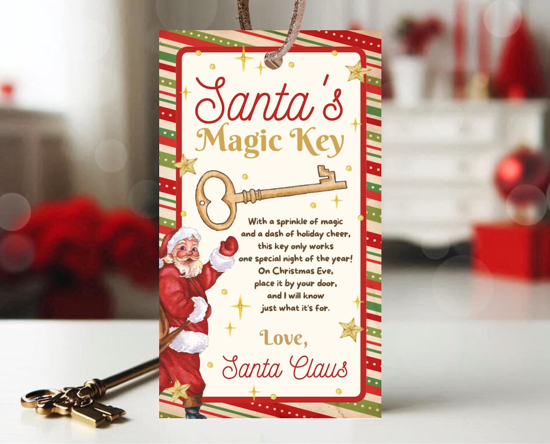 Editable Santa Magical Key Tag Template, Christmas Magical Key Tag ...