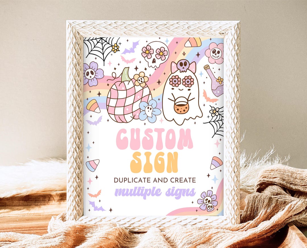 Editable Retro Halloween Birthday Custom Sign, Halloween Party Custom ...