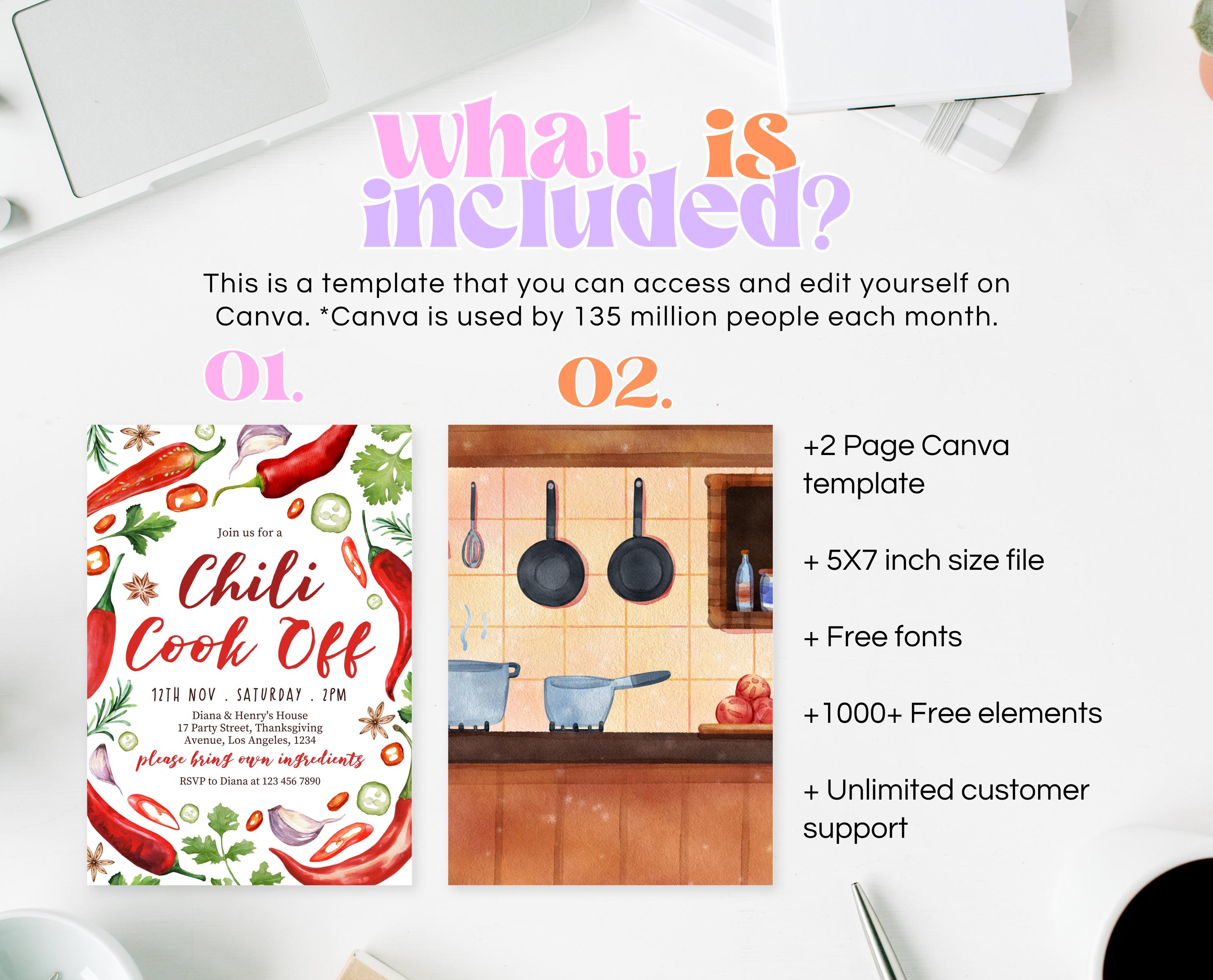 Editable Chili Cook off Invitation, Chili Party, Friendsgiving ...