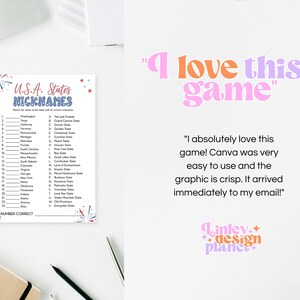 Printable 4th of July USA States Nicknames Game, July 4th Games ...