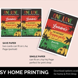 Editable Reggae Birthday Invitation Reggae One Love 1st - Etsy