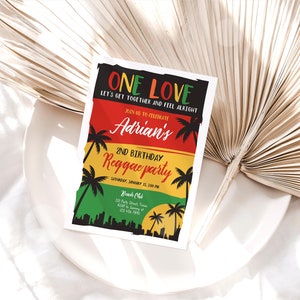 Editable Reggae Birthday Party Invitation Reggae One Love 1st - Etsy