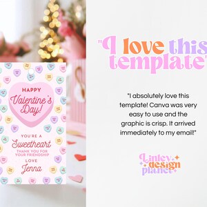 Editable Sweetheart Candy Valentine Gift Tag, Conversation Hearts Theme ...