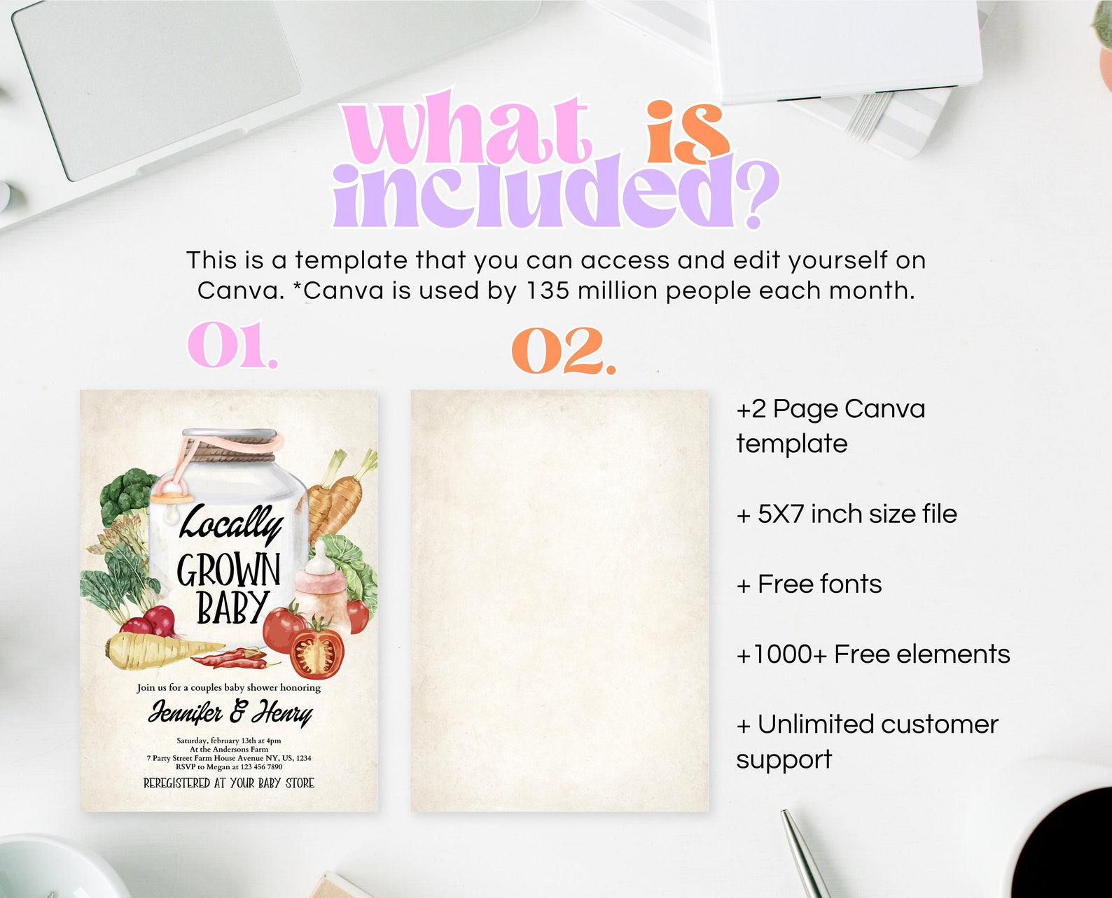 Locally Grown Baby Shower Invitation: Farmer's Market Theme (printable ...
