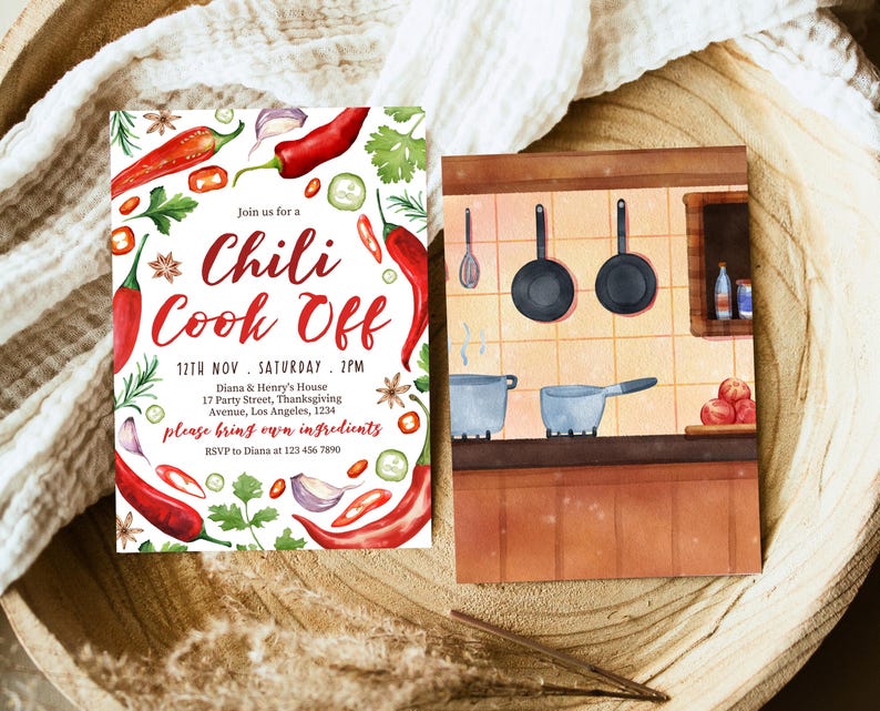 Editable Chili Cook off Invitation, Chili Party, Friendsgiving ...