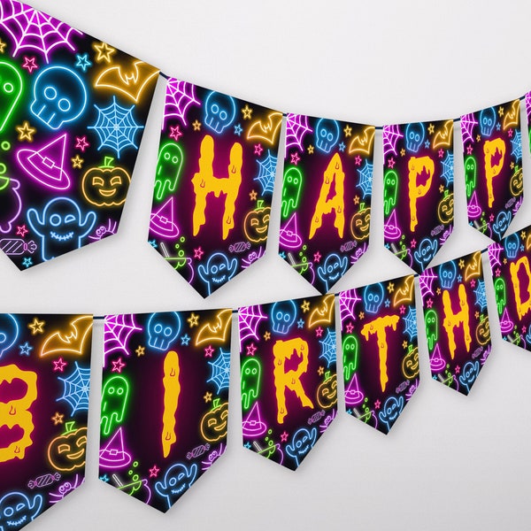 Neon Birthday Banner - Etsy