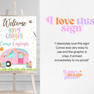 Editable Camping Birthday Welcome Sign, Camping Party Welcome Poster ...