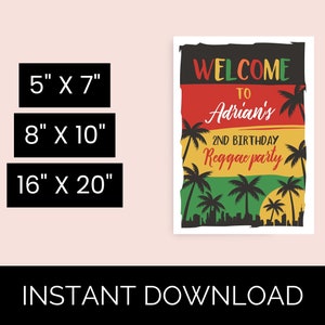 Editable Reggae Birthday Welcome Sign Reggae 1st Birthday - Etsy