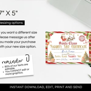 Santa Clause Naughty List Certificate Template, Letter From the Elf ...